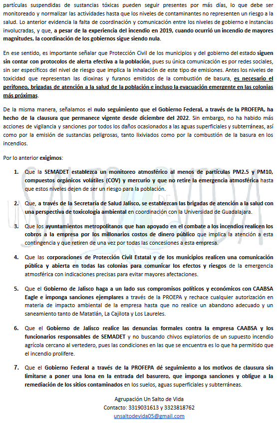 COMUNICADO // Control e impunidad de Caabsa Eagle en manejo de residuos ...